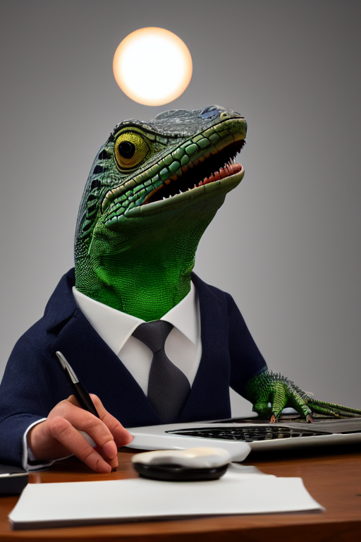 prompthunt: anthropomorphic lizard that looks like a human, wearing a ...
