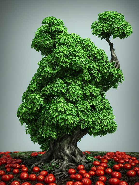 prompthunt: highly detailed 3 d render of a mythical tree with sparse ...
