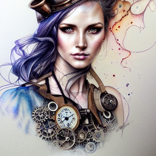 Steampunk Woman Drawing