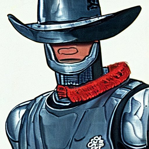 prompthunt: Robocop in a cowboy outfit
