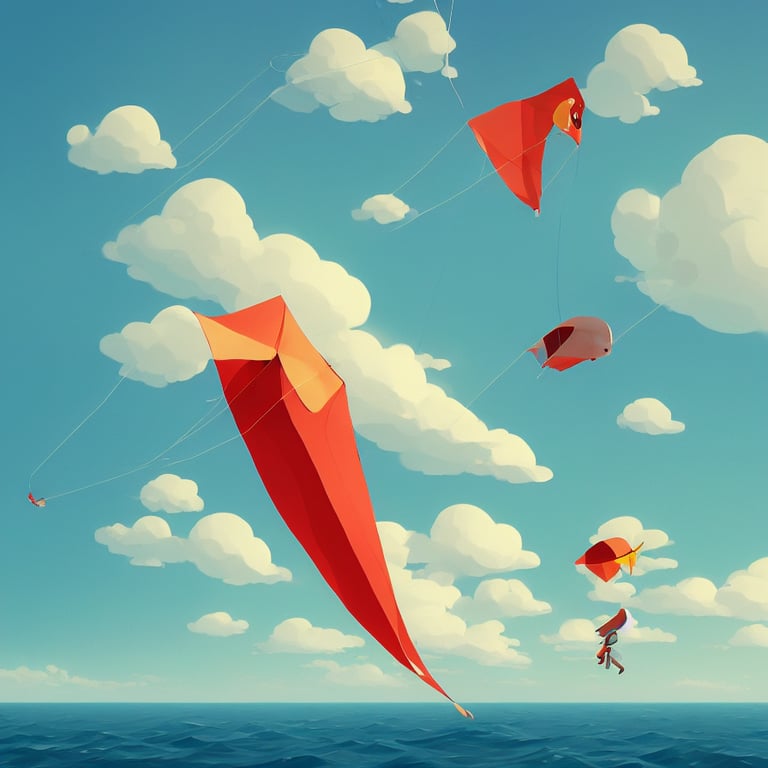 prompthunt: a great kite flying over the ocean, art by Goro Fujita ...