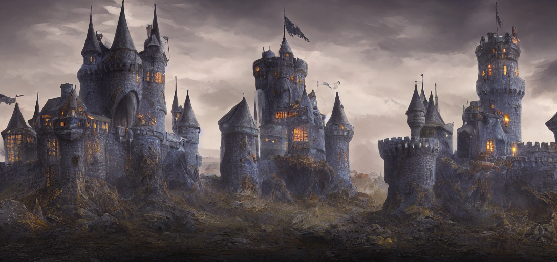 Dark Medieval Castle Painting