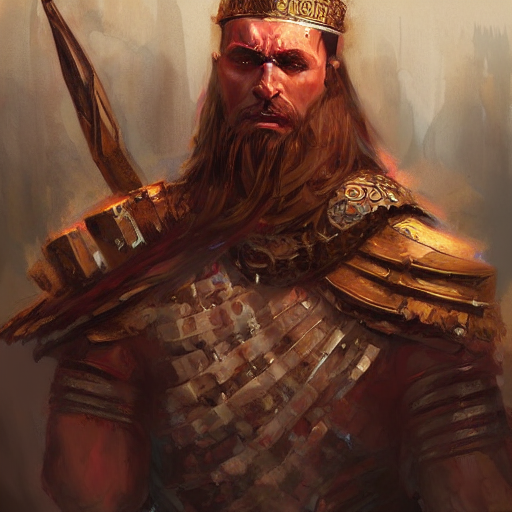 prompthunt: highly detailed painting of a warrior god king by jon ...