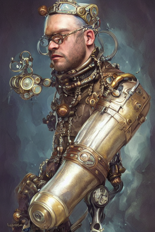 prompthunt: male medieval triton artificer, steampunk eye, prosthetic ...