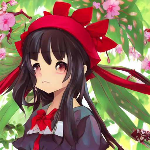 prompthunt: a pixiv fanbox of reimu in the jungle wearing bonnet