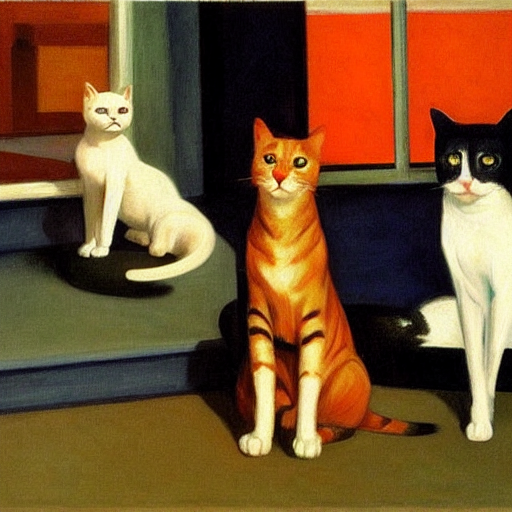 prompthunt: cats and dogs by Edward hopper
