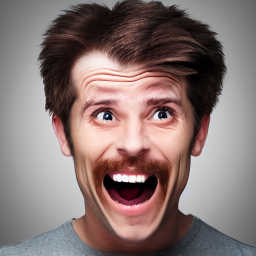 prompthunt: man making a happy but scared facial expression