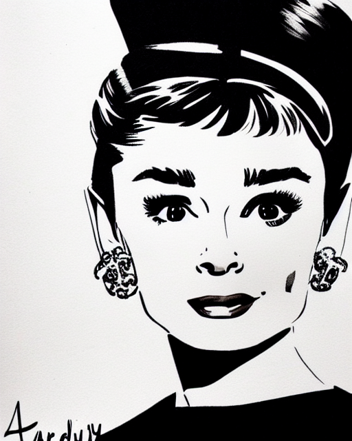 Audrey Hepburn Ink Drawing