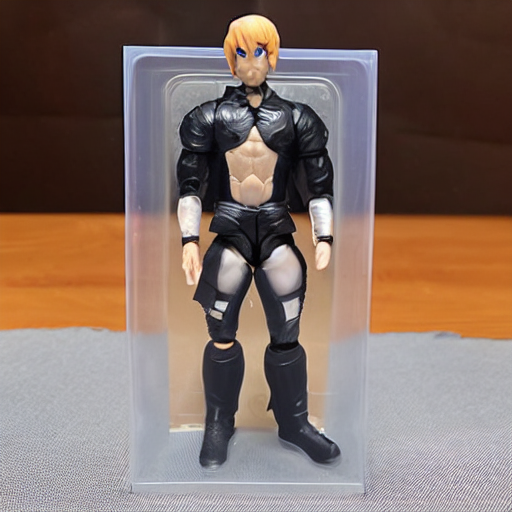 prompthunt: bootleg action figure with transparent plastic package