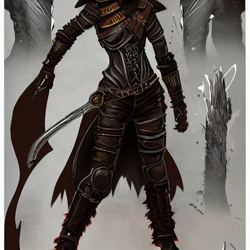 prompthunt: A young female rogue in intricate leather armor + concept art + detailed character ...