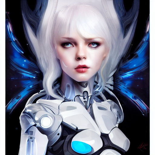 Anime Angel Girl With White Hair And Blue Eyes