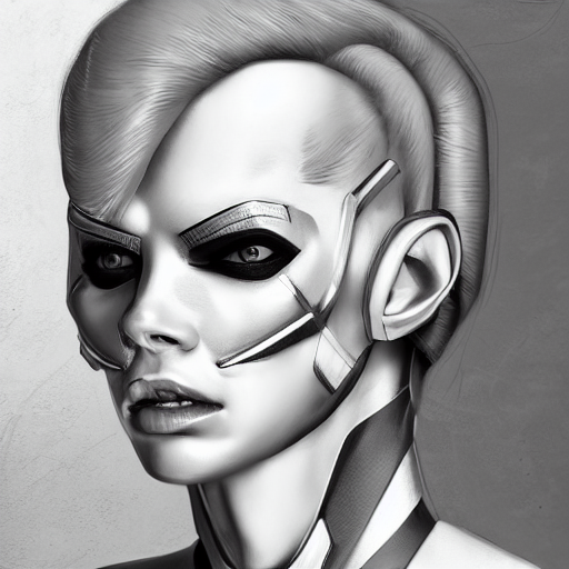 Female Cyborg Face Drawing