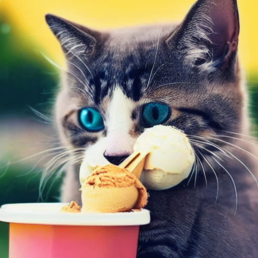 Cat Eating Ice Cream