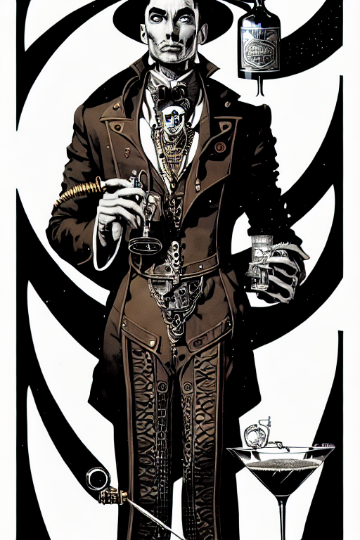 Prompthunt: Side View Of A Majestic Steampunk Alchemist Wise Male ...