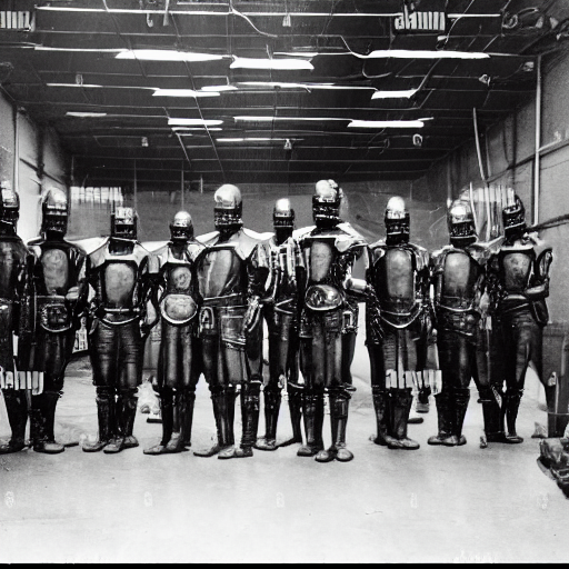 prompthunt: grainy 1910s photo of a cybernetic warrior army standing ...