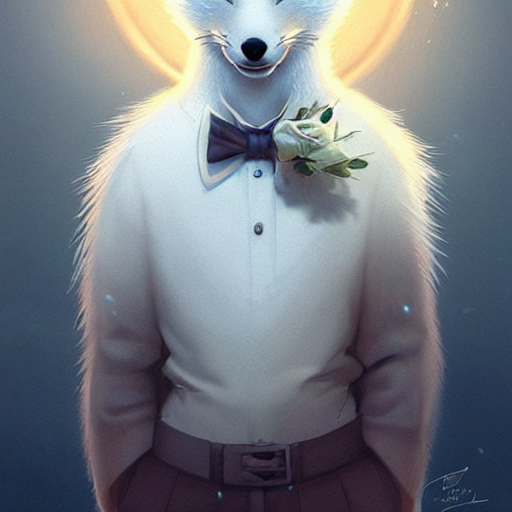 prompthunt: elegant anthropomorphic arctic fox butler!!! by artgerm ...