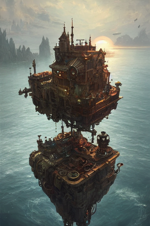 Steampunk Floating Island