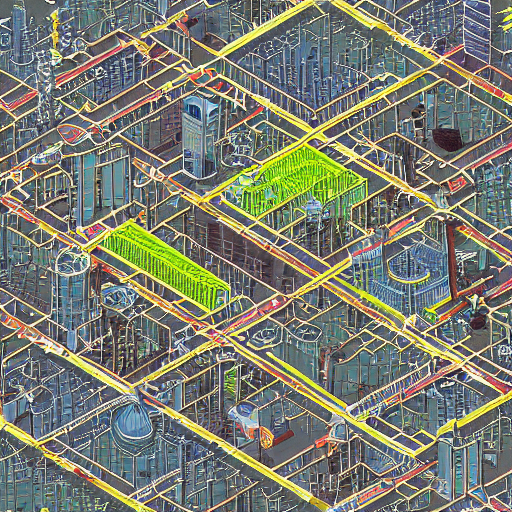 prompthunt: isometric map of midgar from final fantasy vii