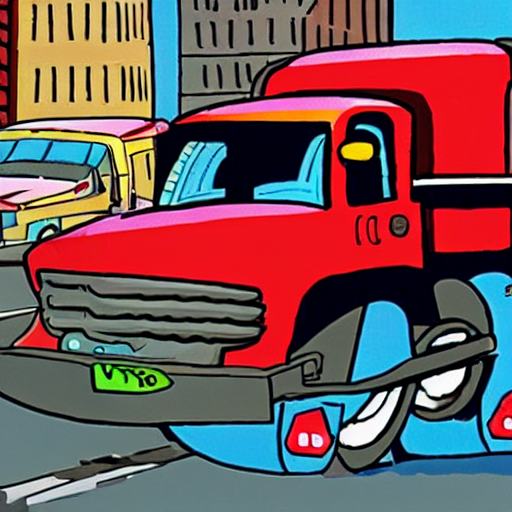 prompthunt: animated tyrannosaurus skateboarding on a truck through new ...