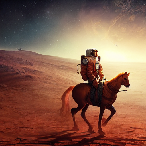 prompthunt: portrait of the astronaut riding a horse in Mars, realistic ...