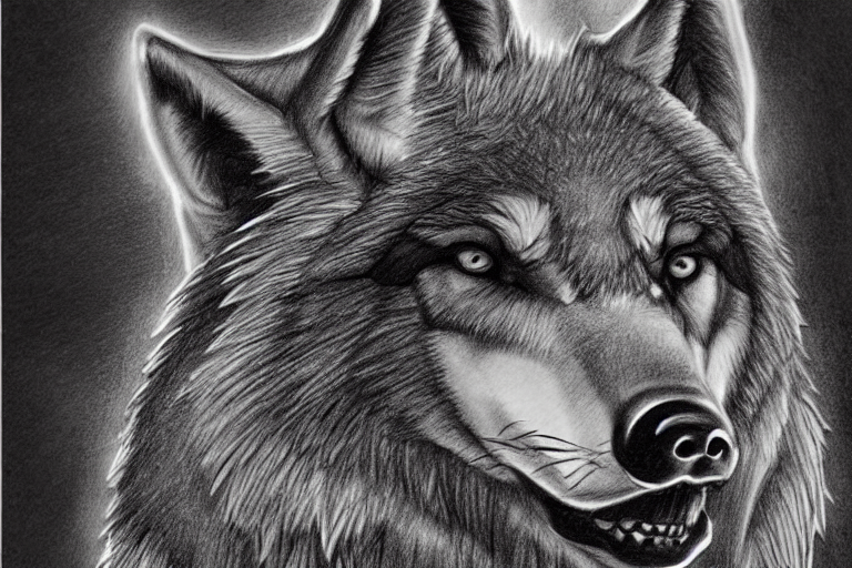 Realistic Full Body Wolf Drawing
