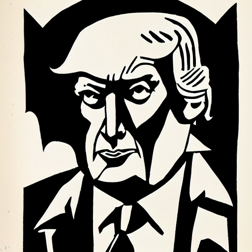 prompthunt: trump, portrait by mike mignola, greyscale,