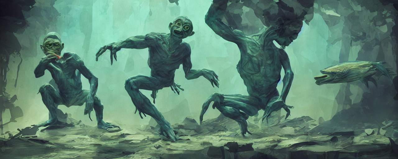 Gollum Holding Fish