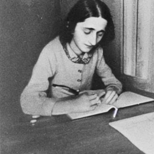 Anne Frank Writing In Her Diary