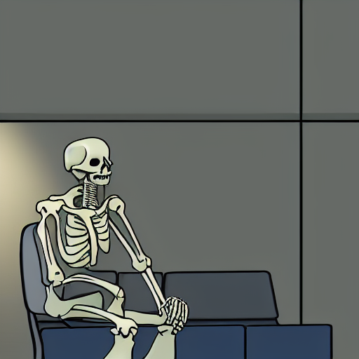 prompthunt: sad man sitting across from a skeleton in a depressing ...