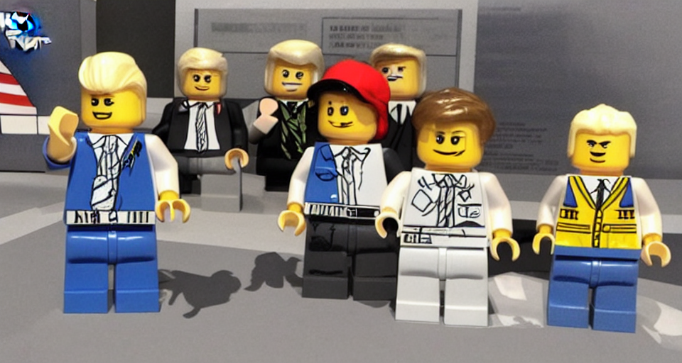 prompthunt: Donald Trump arrested by FBI Lego Set