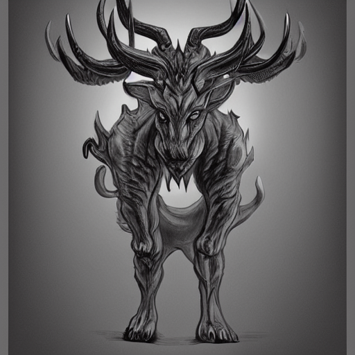 prompthunt: turned three quarter view, full body shot of hoofed demon ...