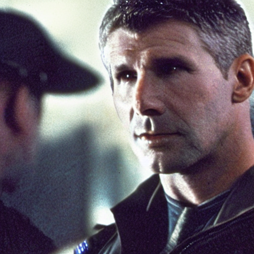 prompthunt: film still blade runner Officer Deckard wearing techwear