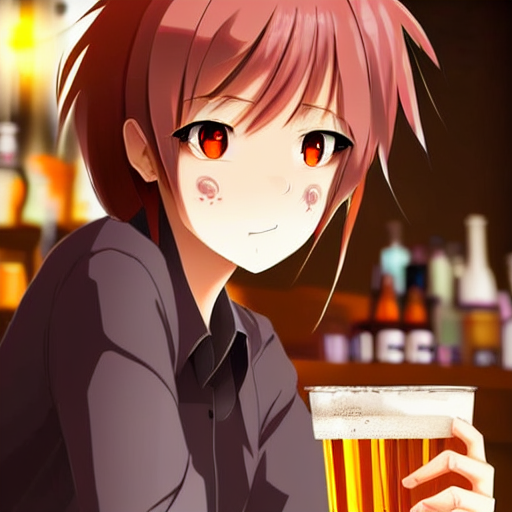 prompthunt: Wholesome and masculine looking anime girl at a bar ...