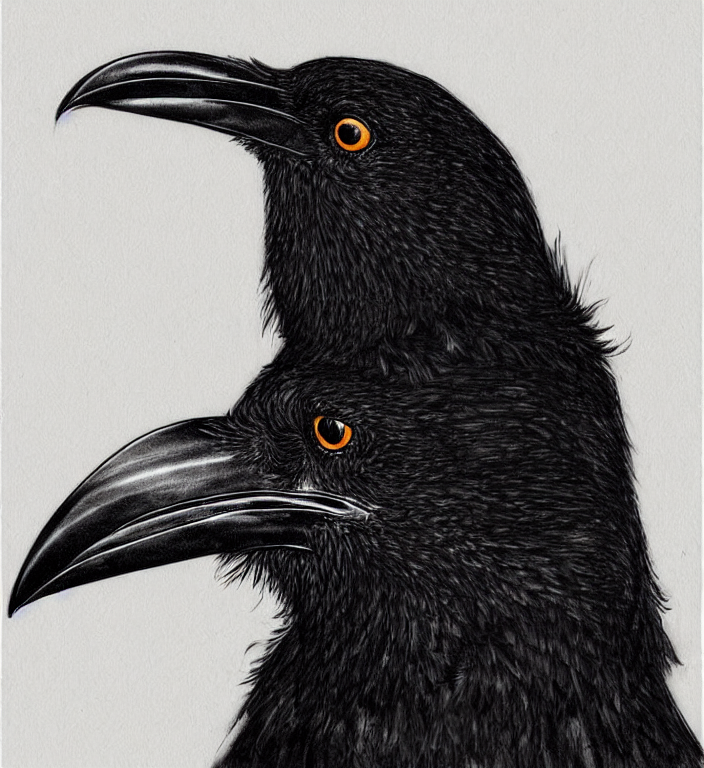 Raven Bird Head Drawing