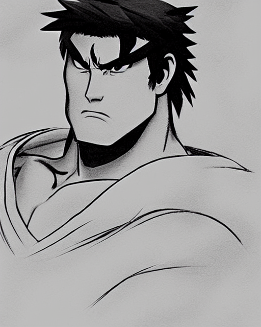 prompthunt: ryu from street fighter, sketch by glen keane and jin kim ...