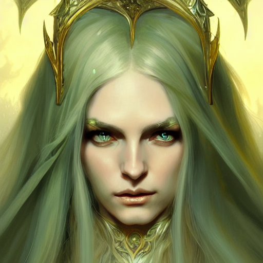 prompthunt: Portrait of serious female elven priest, D&D, green eyes ...