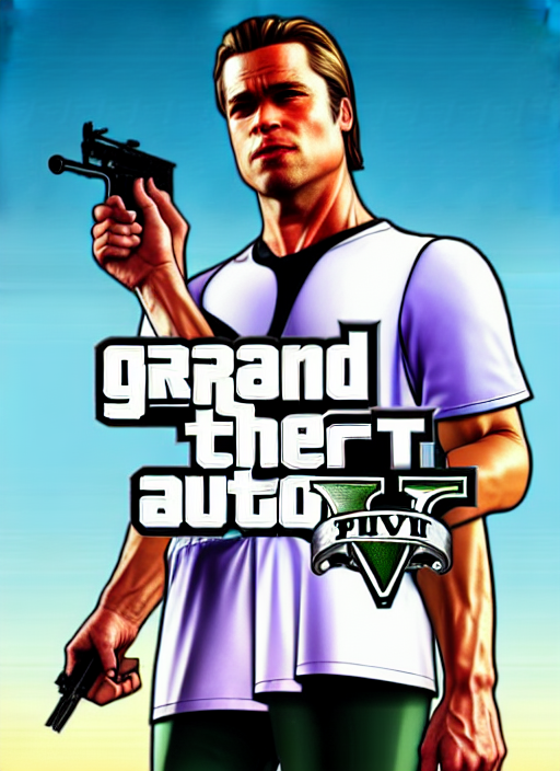 prompthunt: gta 5, grand theft auto 5 cover art of brad pitt
