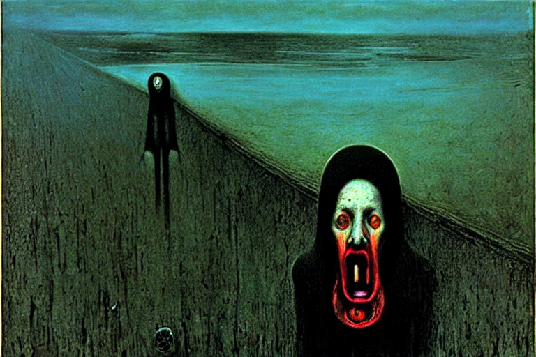 prompthunt: the scream by zdzislaw beksinski, gothic, surrealism ...