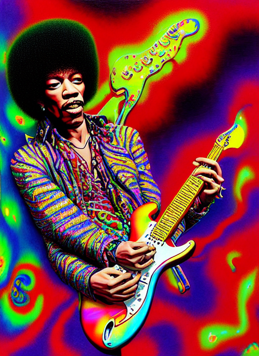 Jimi Hendrix Playing Guitar With Teeth