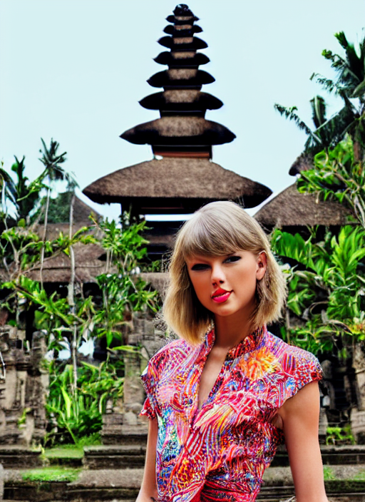 prompthunt: taylor swift wearing batik bali in bali. temple background. front view. instagram ...