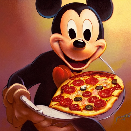 Mickey Mouse Eating Pizza