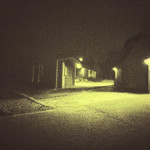 Suburban Neighborhood At Night