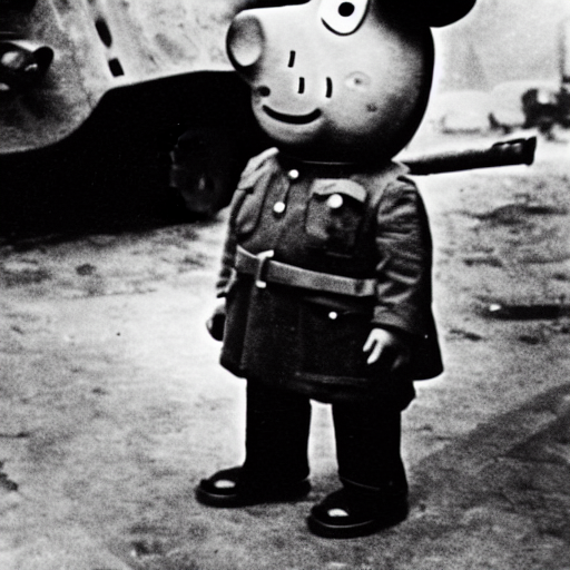 prompthunt: Peppa Pig as a soldier in World War II, ww2, black and ...