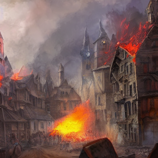 Medieval Town On Fire