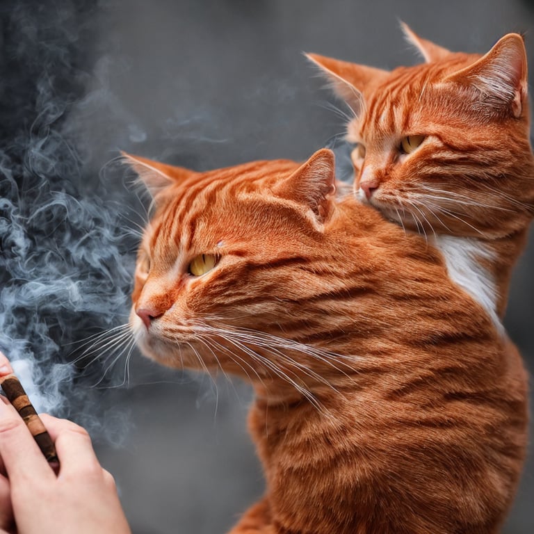 Cat Smoking Cigarette