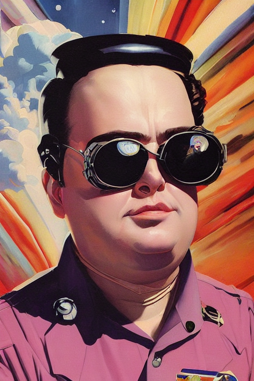 prompthunt: chubby rich evans from rlm as space cop, sunglasses, star ...