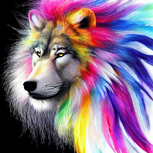 Colorful Wolf Painting