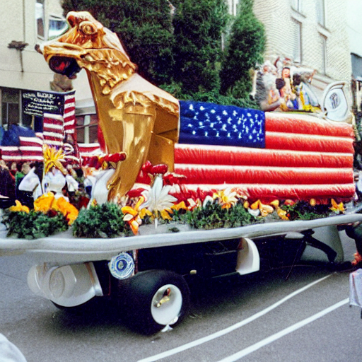 prompthunt: Ed Harris Parade float, F 1.4 Kodak Portra