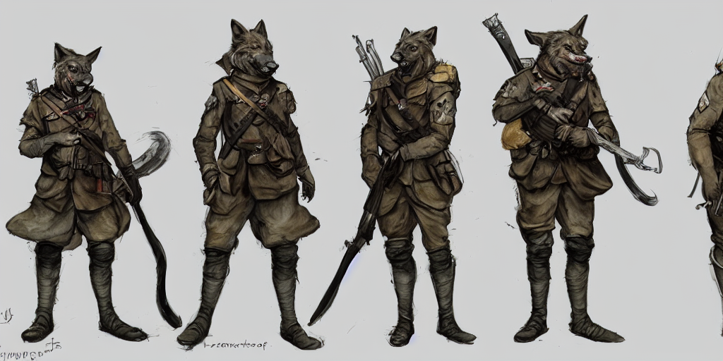prompthunt: concept art of a high fantasy ww1 werewolf soldier using a ...