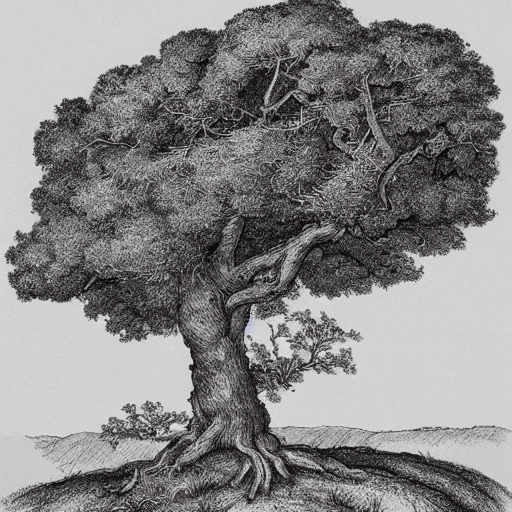 Pencil Drawing Of Oak Tree